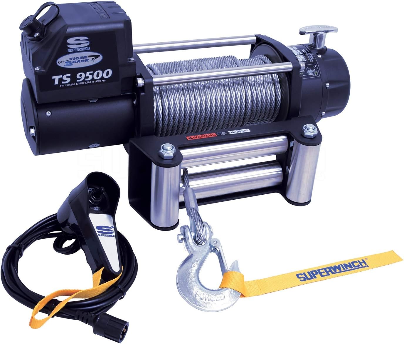 Superwinch 1595200 Tiger Shark 12V DC Winch with Roller Fairlead- 9,50