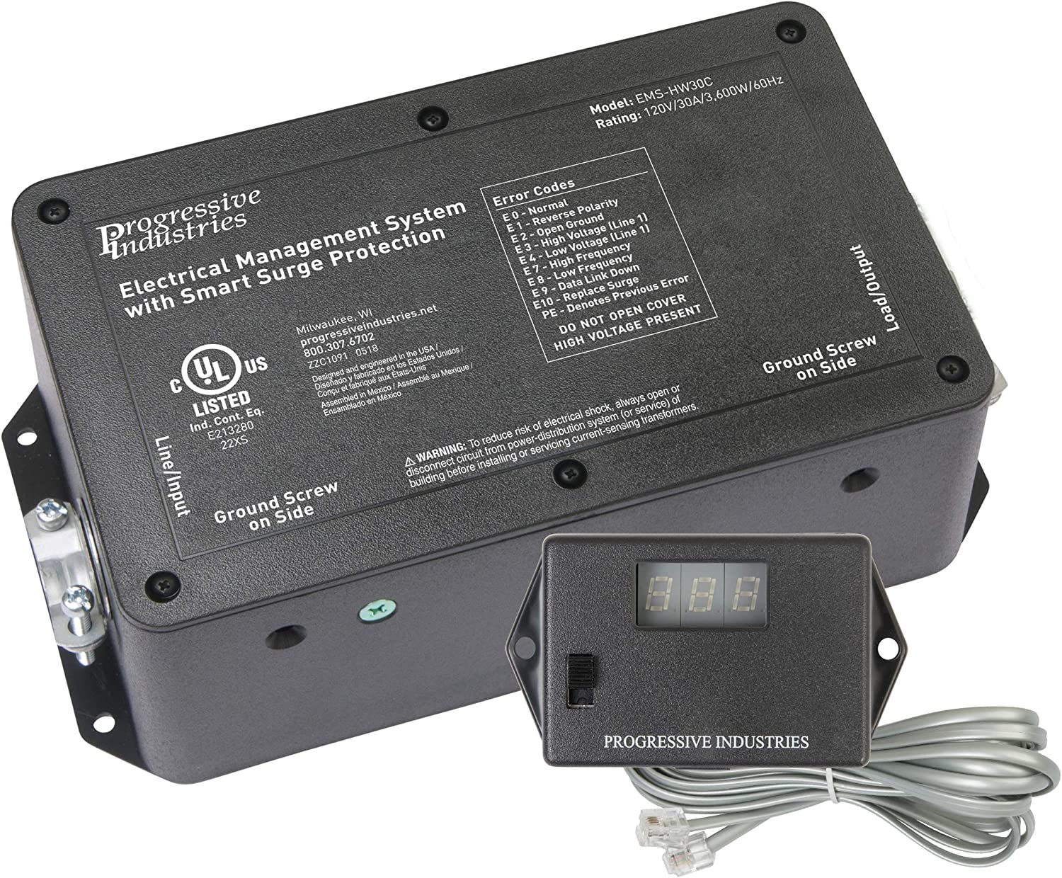 30A Hardwired Surge Protector with EMS - Progressive EMS-HW30